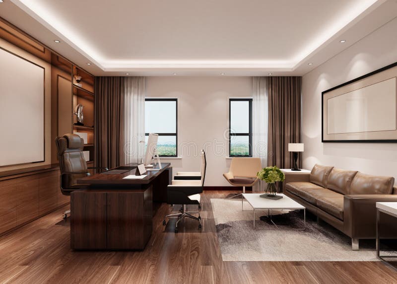 3d render of director room stock illustration. Illustration of book ...