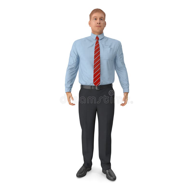 Office Worker Standing Pose 3D Illustration on White Background Stock ...