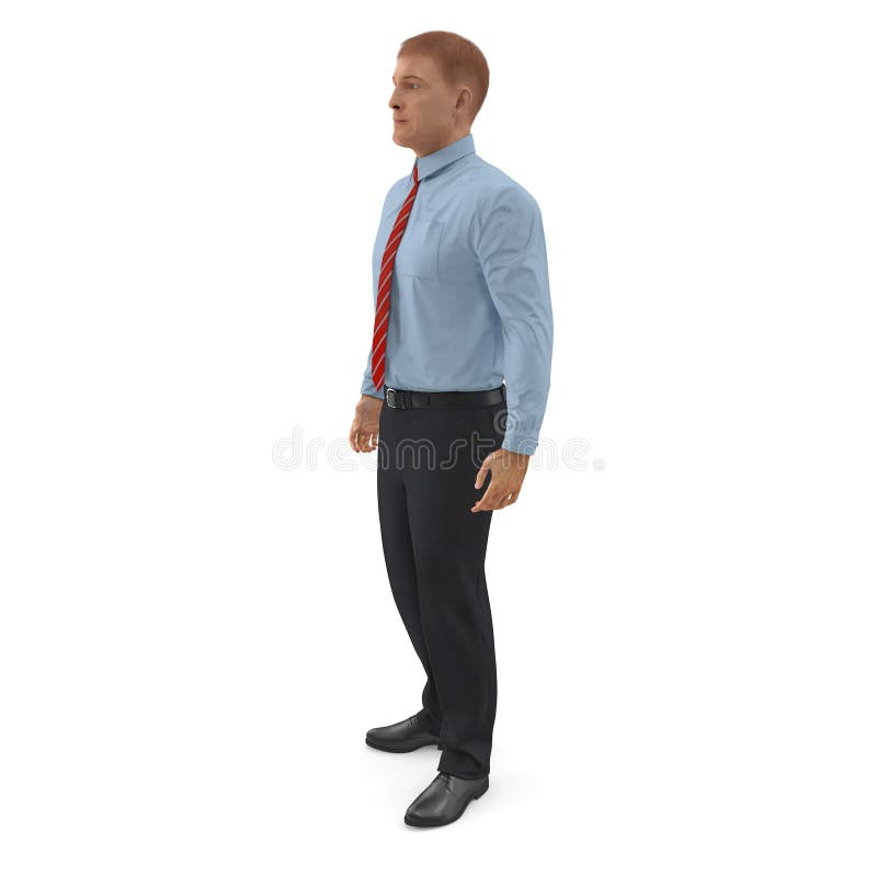 Office Worker Standing Pose 3D Illustration on White Background Stock ...