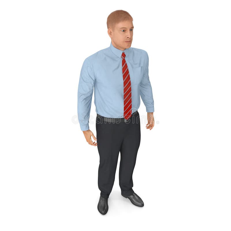 Office Worker Standing Pose 3D Illustration on White Background Stock ...