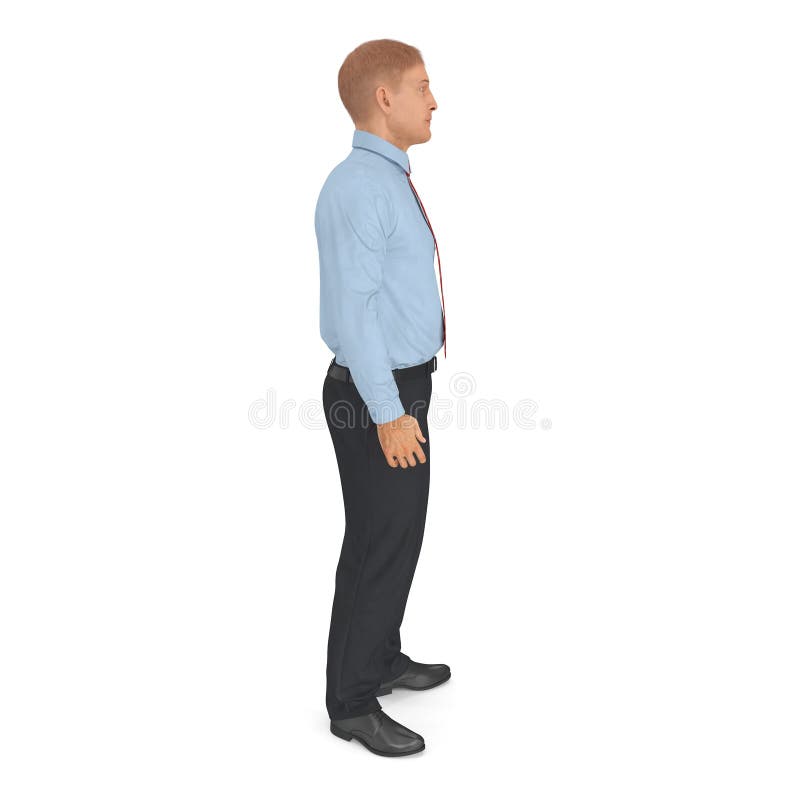 Office Worker Standing Pose 3D Illustration on White Background Stock ...