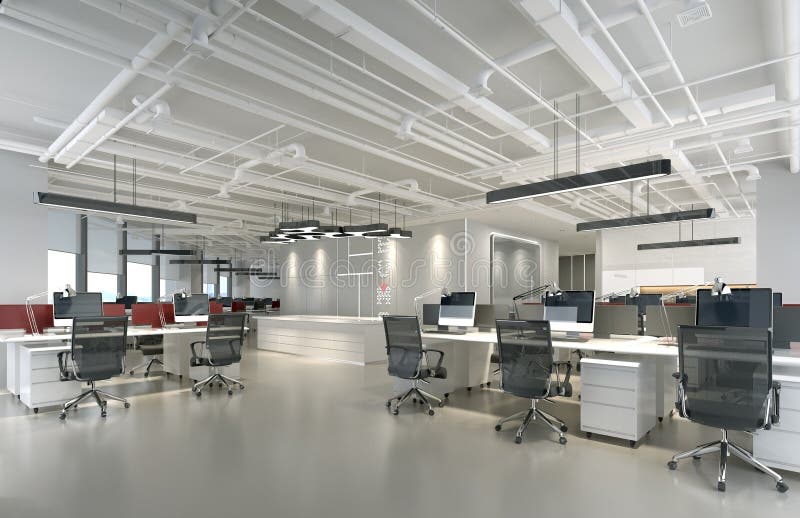 3d Render of Office Working Area Stock Illustration - Illustration of ...