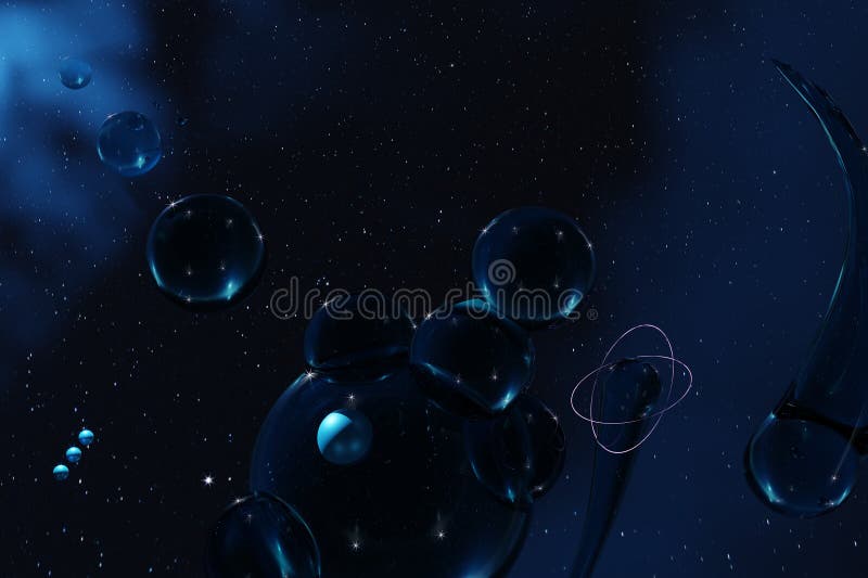 3d Render of Glowing Spheres and Stars in Space Stock Illustration ...