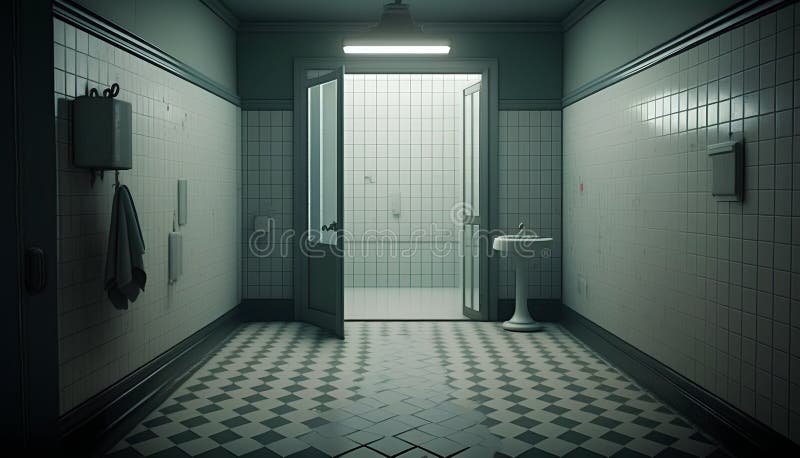 3d Render of an Old Corridor with a Shower and a Toilet Stock ...