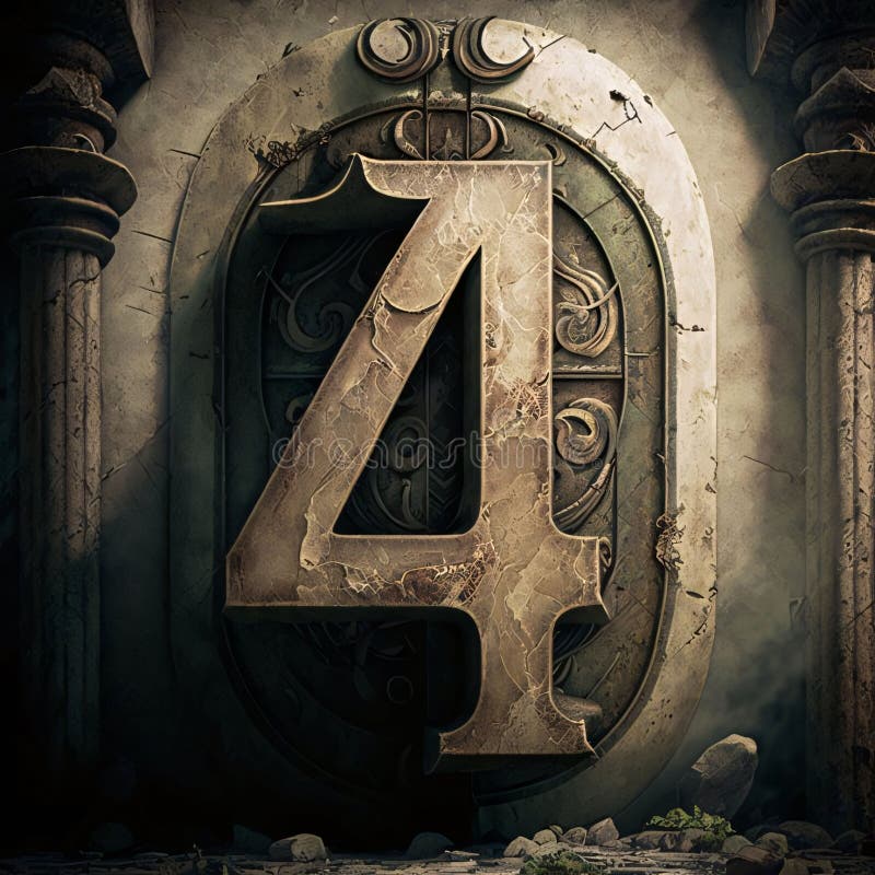 3D Render of an Old Gothic Font, Letter 4 Stock Illustration ...