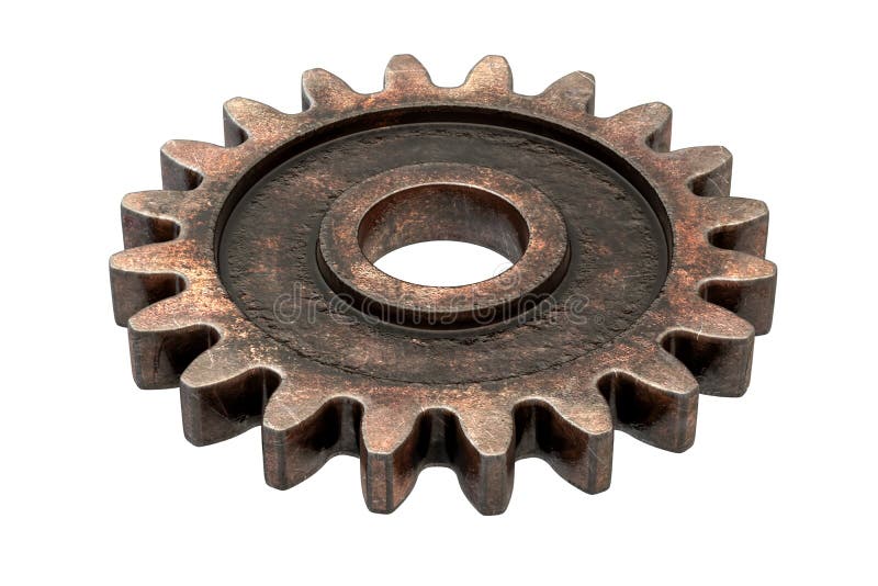 3D Render of Old Rusty Gear Isolated on White Stock Illustration ...