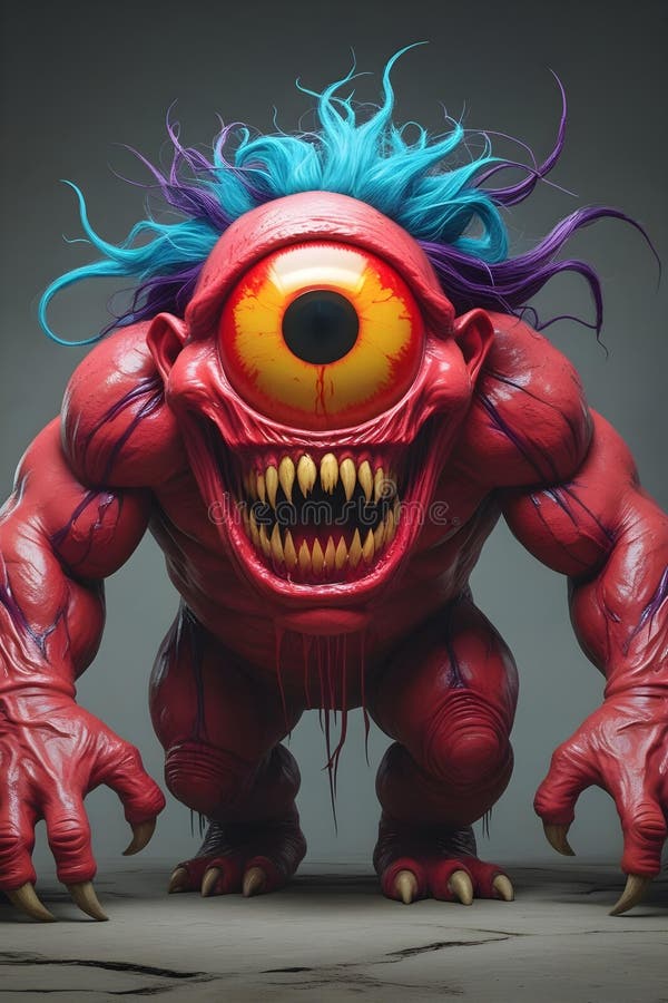 3d Render of One Eye Monster Stock Illustration - Illustration of ...