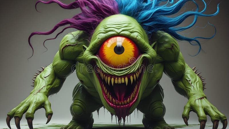 3d Render of One Eye Monster Stock Illustration - Illustration of ...