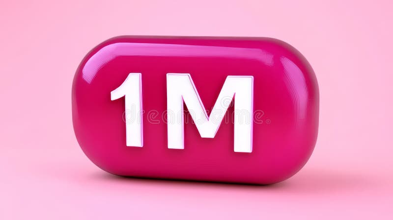 3D Render, One Million, 1M Notification Icon on a Solid Color, Pastel ...