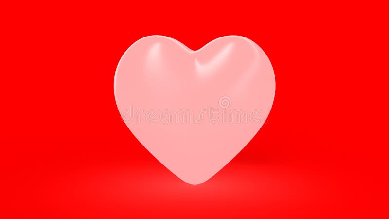 3d Render One White Heart on a Red Background Valentine`s Day Stock ...