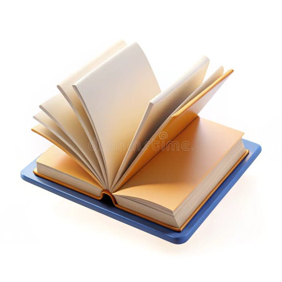 3D Render Open Book Icon Isolated on White Background Stock ...