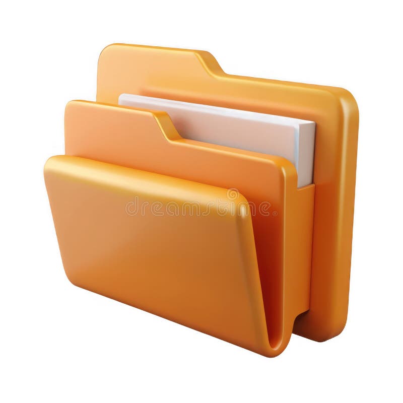 3D Render of an Open Folder with White Documents Inside on a White ...
