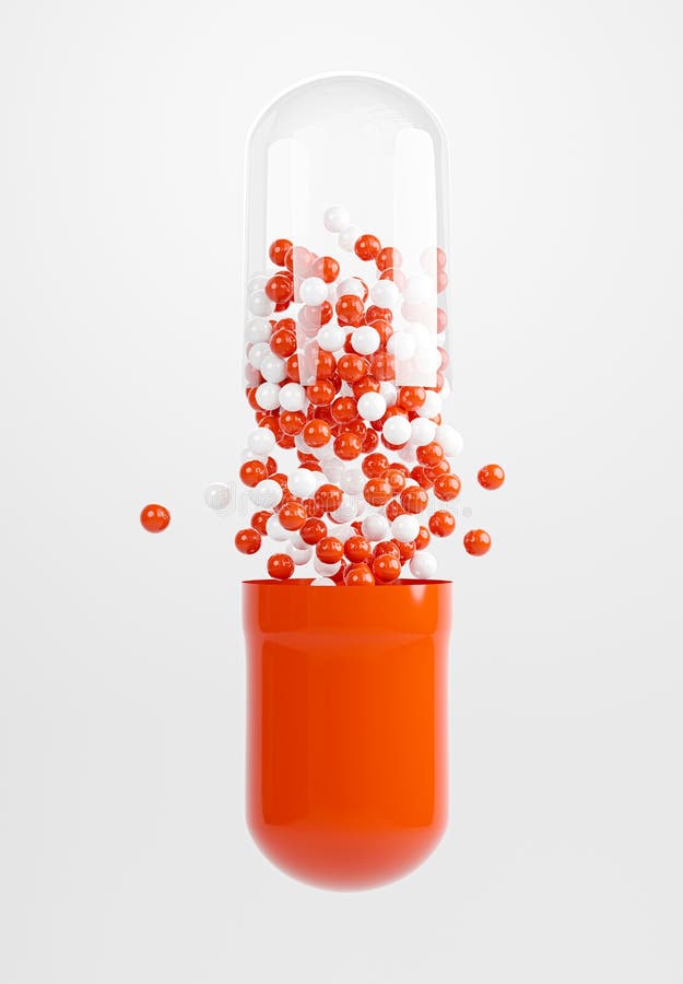 Opened capsule for medical stock illustration. Illustration of ...