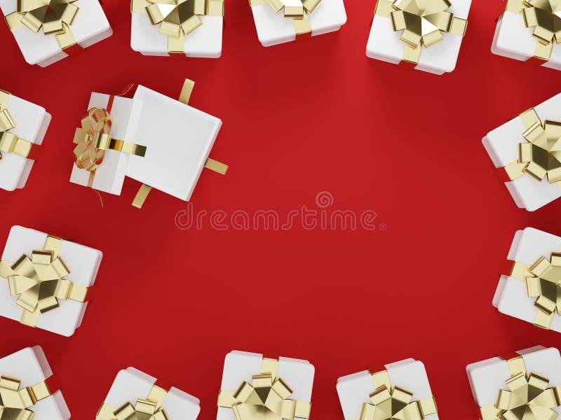 3d Render of Opening and Closing White Present Boxes on Red Velvet ...