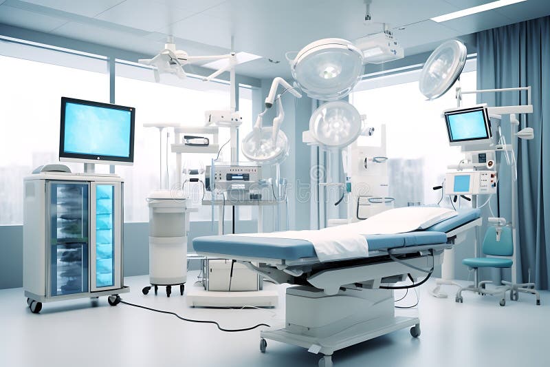 3d Render of Operating Room with Surgery Equipment in Modern Clinic ...
