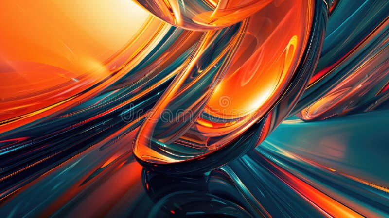 3d Render of Orange and Blue Glass Shapes AIG51A Stock Illustration ...