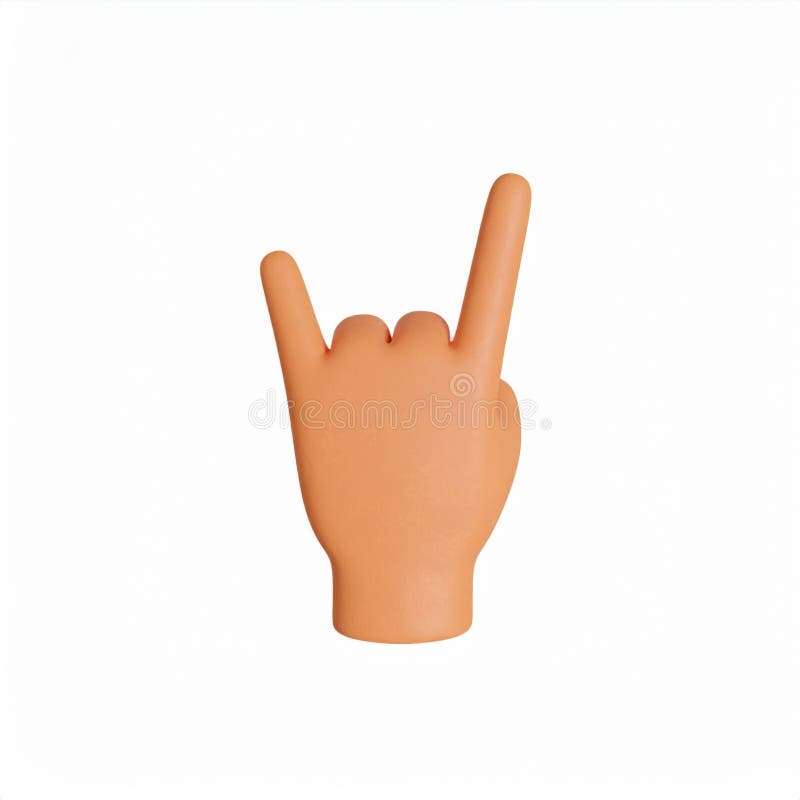 3D Render of an Orange Hand Making a Rock on Gesture Stock Illustration ...