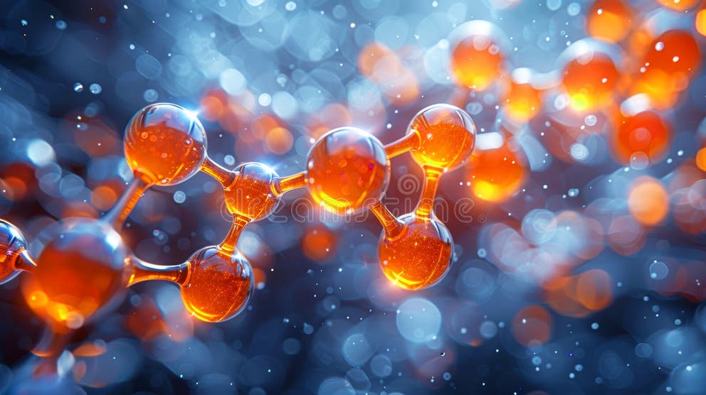 3d Render of Orange Molecule or Atom Nano Research Chemical Cellular ...