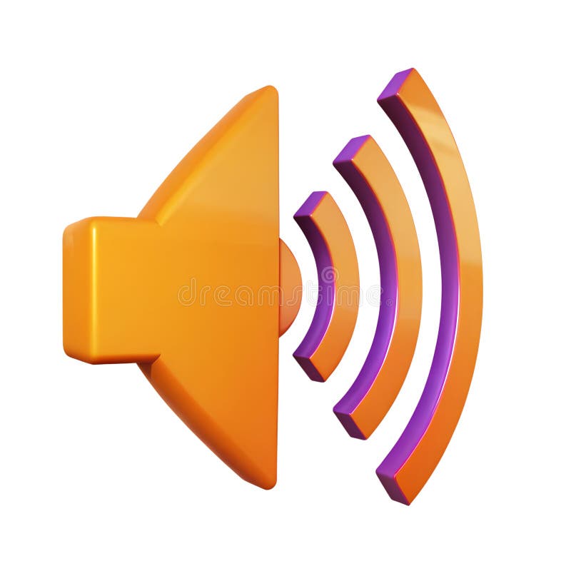 3D Render Orange Purple Speaker Volume Icon Stock Illustration ...