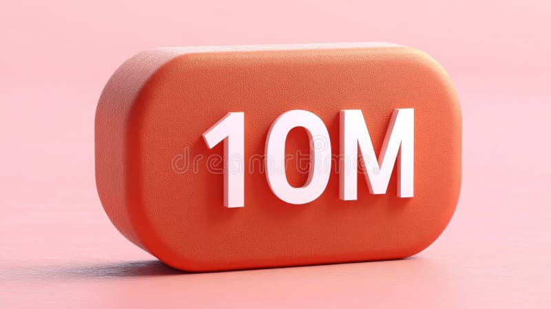 3D Render of an Orange Rounded Rectangle with 10 Million Text on Soft ...