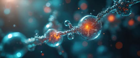 3D Render of Organic Chemistry Reaction with Illuminated Carbon Chains ...