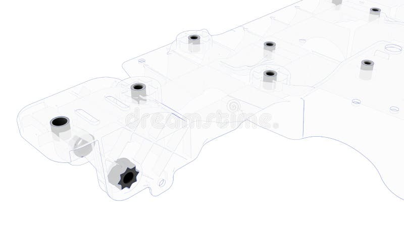 3D Render - Outlined Plastic Assembly Stock Illustration - Illustration ...