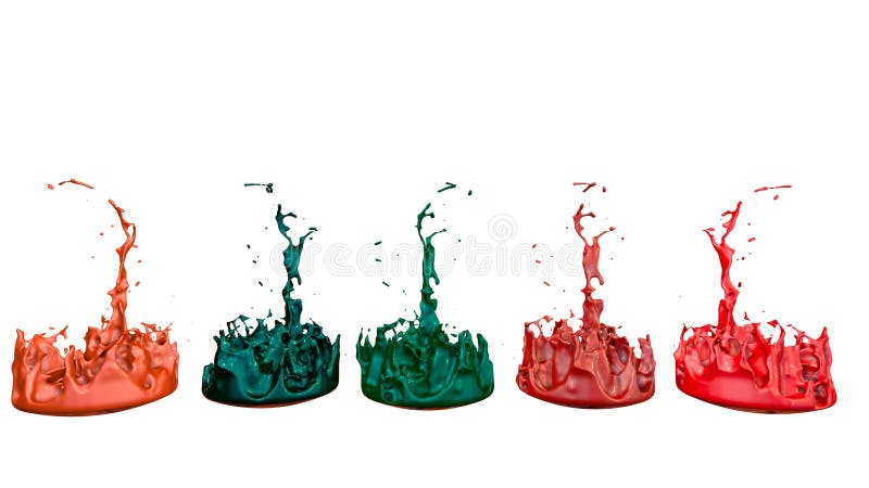 3d Render of Paint Splashes Isolated on White Background. Simulation of ...