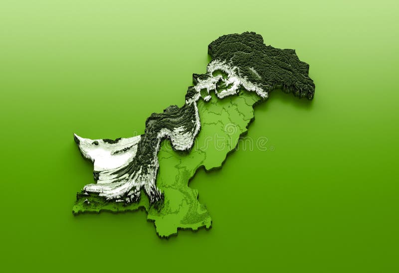 3D Render of the Pakistan Map on a Green Background Stock Illustration ...