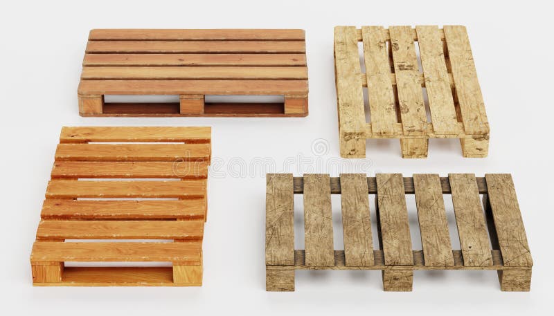 3D Render of Pallet Set stock illustration. Illustration of ...