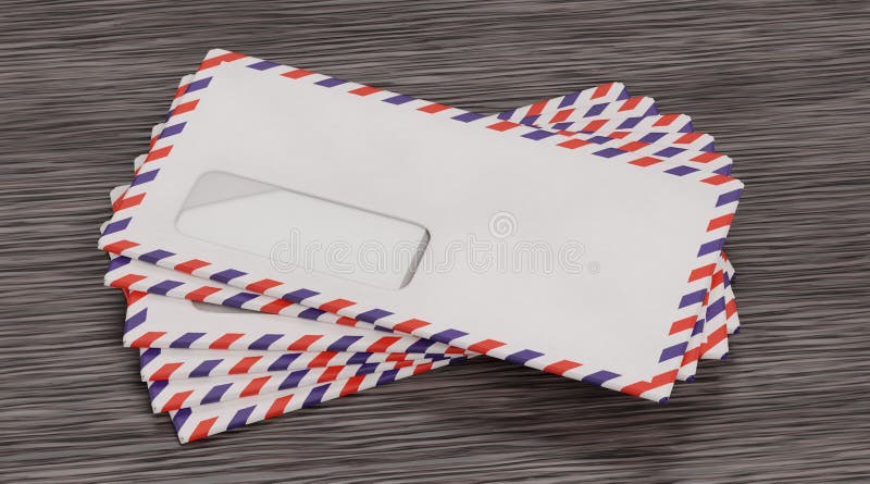 3D Render of Paper Envelopes Stock Illustration - Illustration of stamp ...