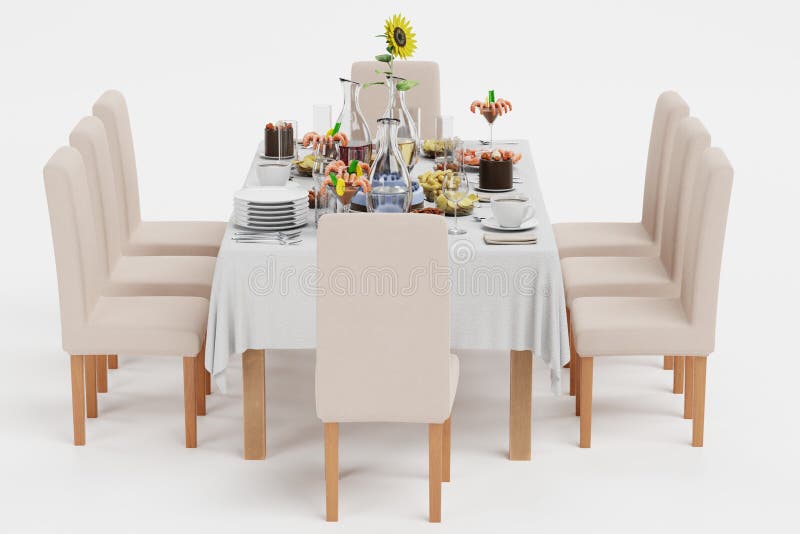 3D Render of Party Table stock illustration. Illustration of luxury ...