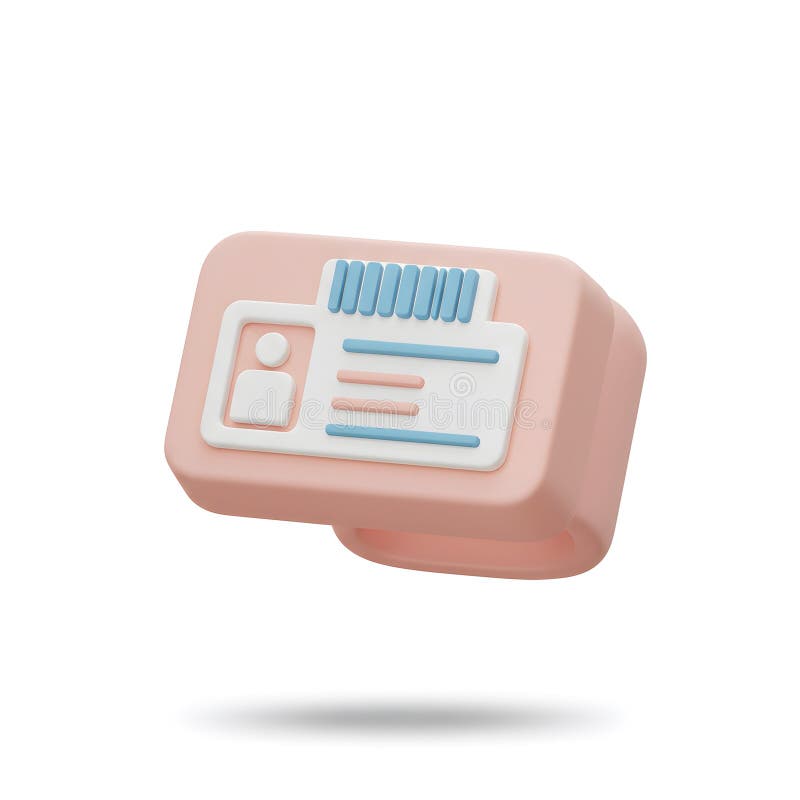 3D Render of a Pastel Pink ID Card Digital Representation of ...