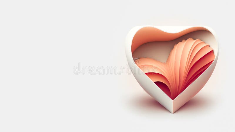 3D Render, Pastel Soft Color Layered Heart Stock Illustration ...