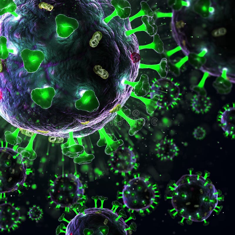 3d Render of Pathogenic Virus Organism or Bacteria Infecting and ...