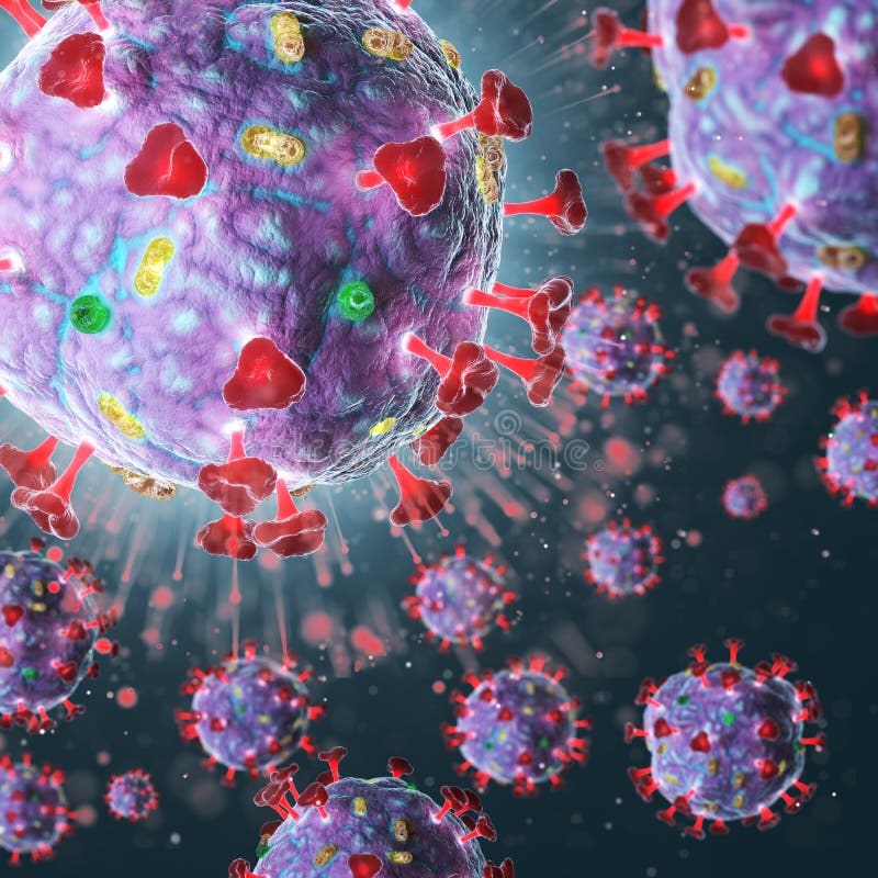 3d Render of Pathogenic Virus Organism or Bacteria Infecting and ...