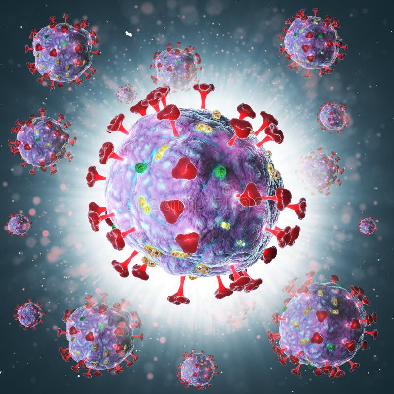 3d Render of Pathogenic Virus Organism or Bacteria Infecting and ...