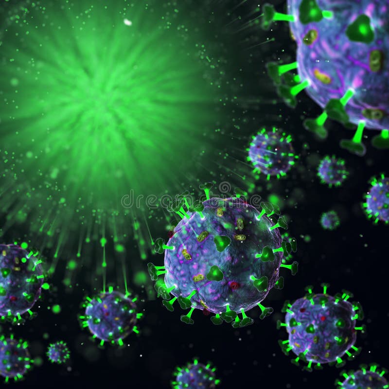 3d Render of Pathogenic Virus Organism or Bacteria Infecting and ...