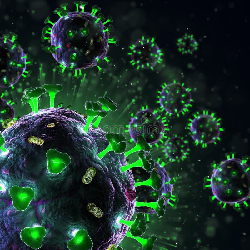 3d Render of Pathogenic Virus Organism or Bacteria Infecting and ...