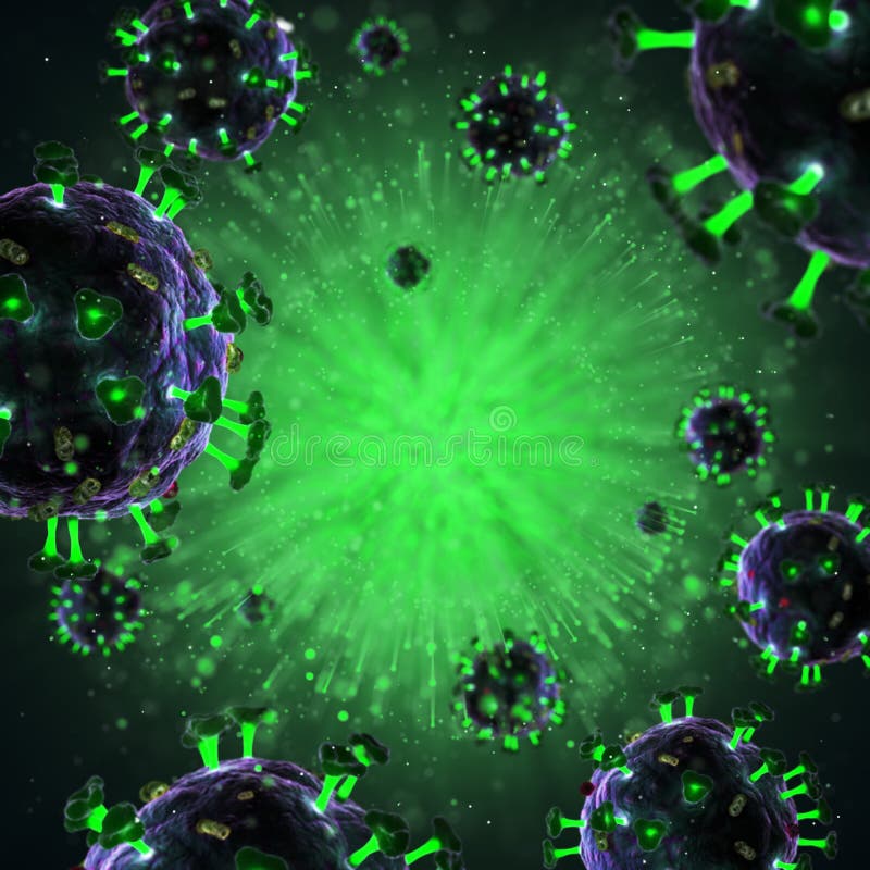 3d Render of Pathogenic Virus Organism or Bacteria Infecting and ...