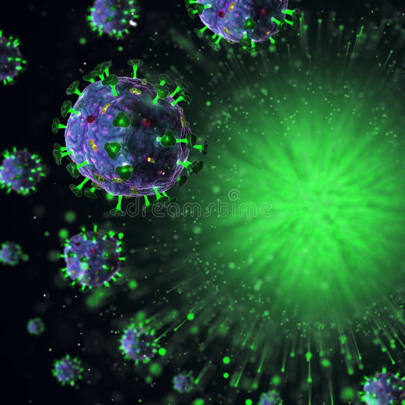 3d Render of Pathogenic Virus Organism or Bacteria Infecting and ...