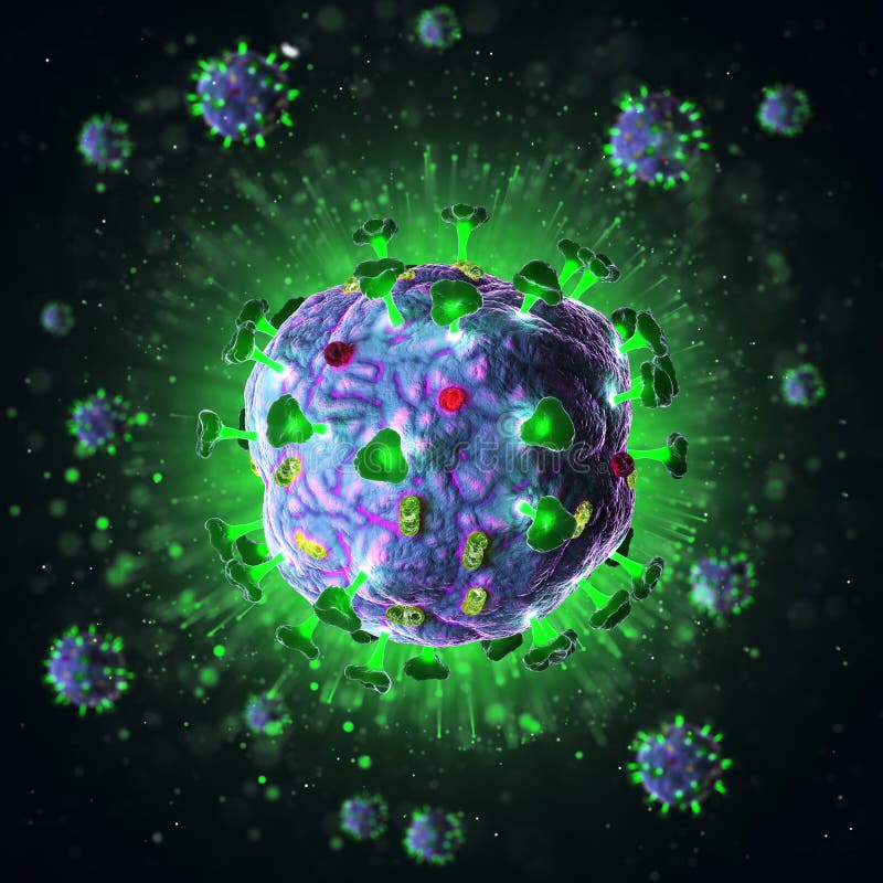 3d Render of Pathogenic Virus Organism or Bacteria Infecting and ...