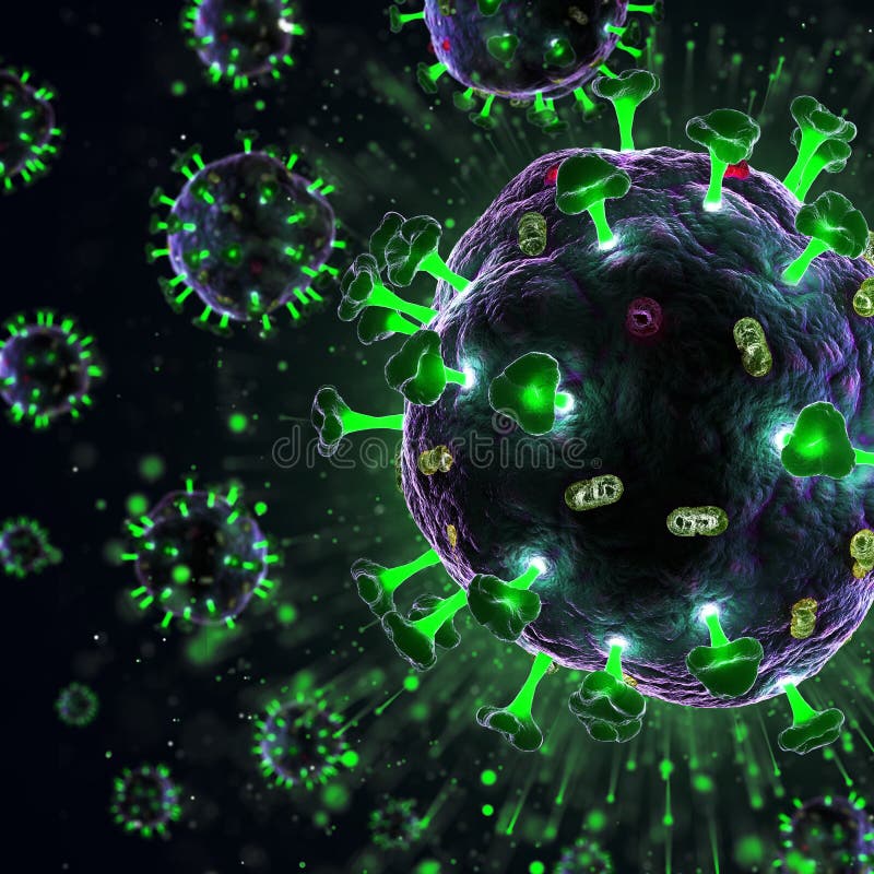 3d Render of Pathogenic Virus Organism or Bacteria Infecting and ...