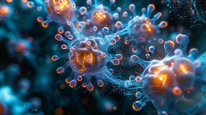 3D Render of Pathogens in a Biological Cellular Environment Stock ...