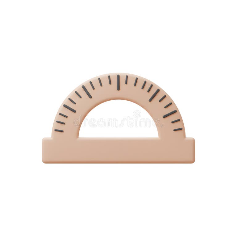 3D Render of a Peach Colored Protractor Geometric Measuring Tool for ...