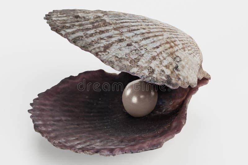 3D Render of Pearl in Shell Stock Illustration - Illustration of mussel ...