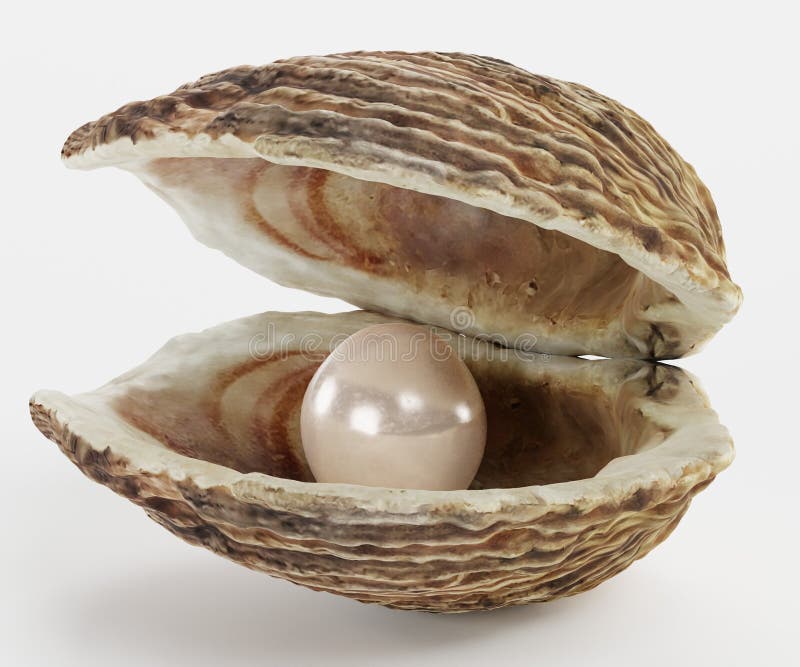 3D Render of Pearl in Shell Stock Illustration - Illustration of ...