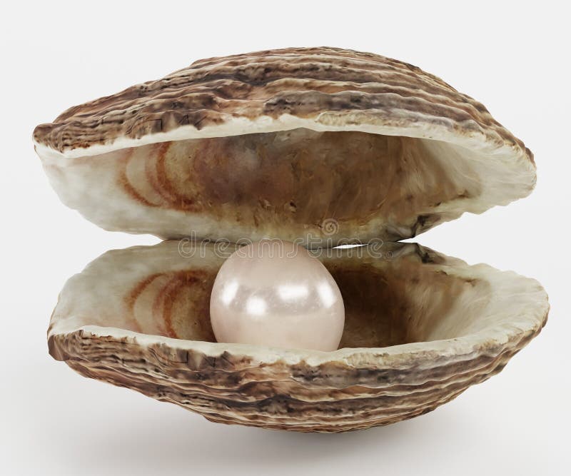 3D Render of Pearl in Shell Stock Illustration - Illustration of shell ...