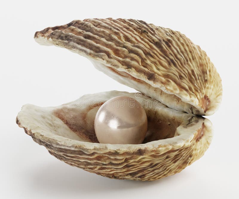 3D Render of Pearl in Shell Stock Illustration - Illustration of ocean ...