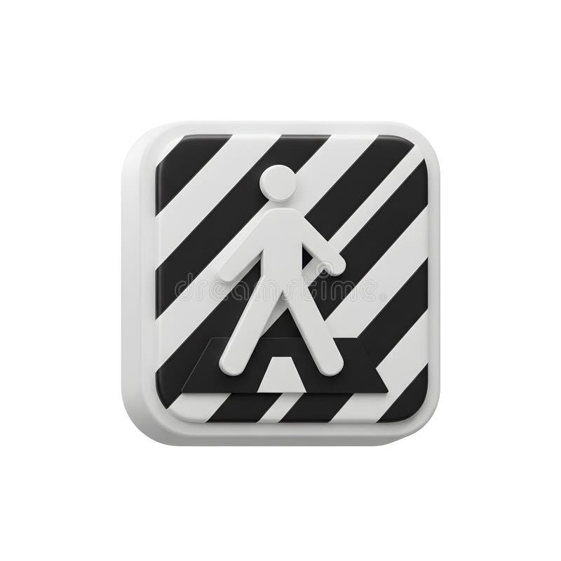 3D Render of a Pedestrian Crossing Sign with Black and White Stripes ...
