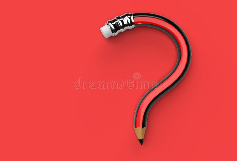 3D Render Pencil Question Mark Pen Tool Created Clipping Path Included ...